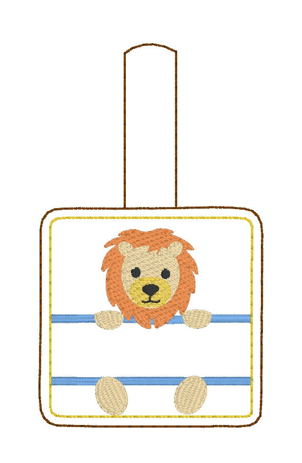 Lion Name Tag snap tab embroidery design for 4x4 hoops – Designs By ...