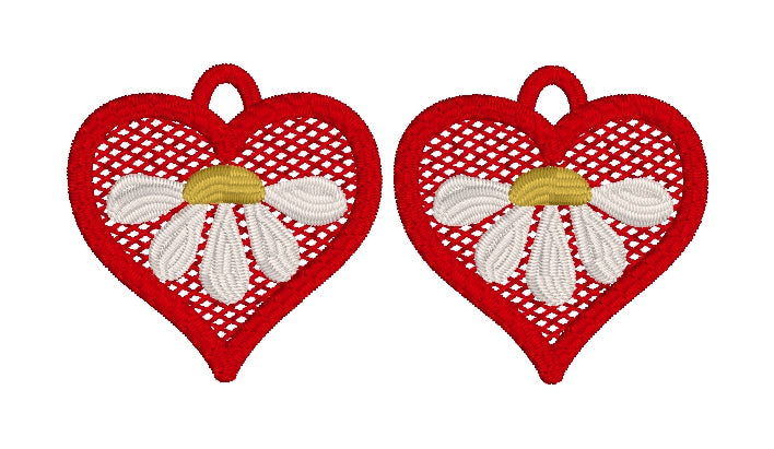 Daisy Heart FSL Earrings - In the Hoop Freestanding Lace Earrings ...