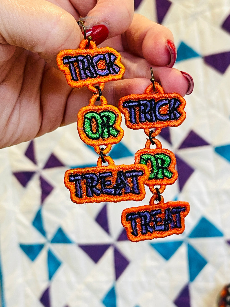 Trick or Treat Dangle FSL Earrings - In the Hoop Freestanding Lace Ear ...