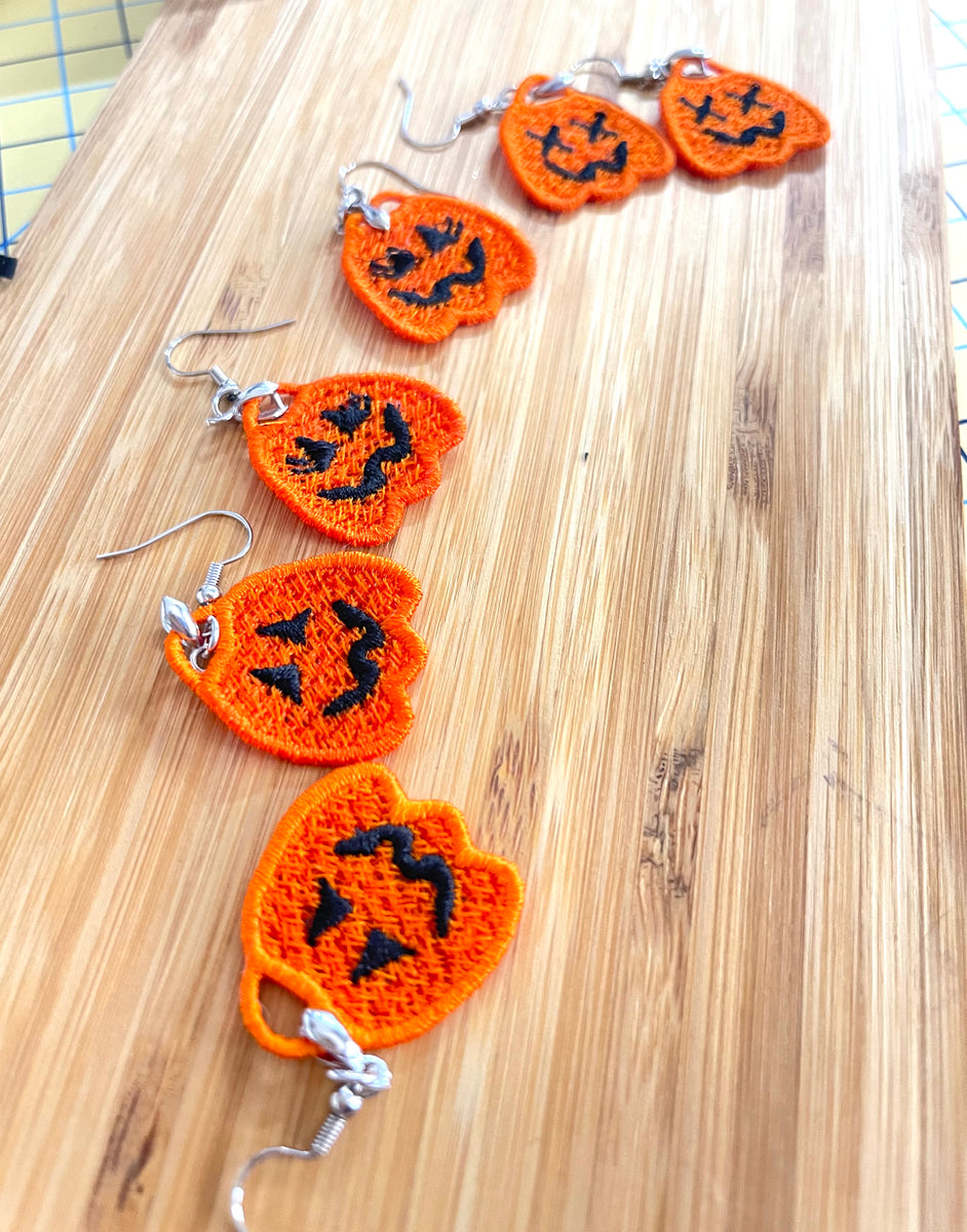 Jack O Lantern Trio Pumpkin Bucket FSL Earrings - Freestanding Lace Ea ...