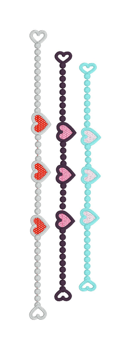 FSL Triple Heart Strings Bracelet Length - In the Hoop Freestanding La ...