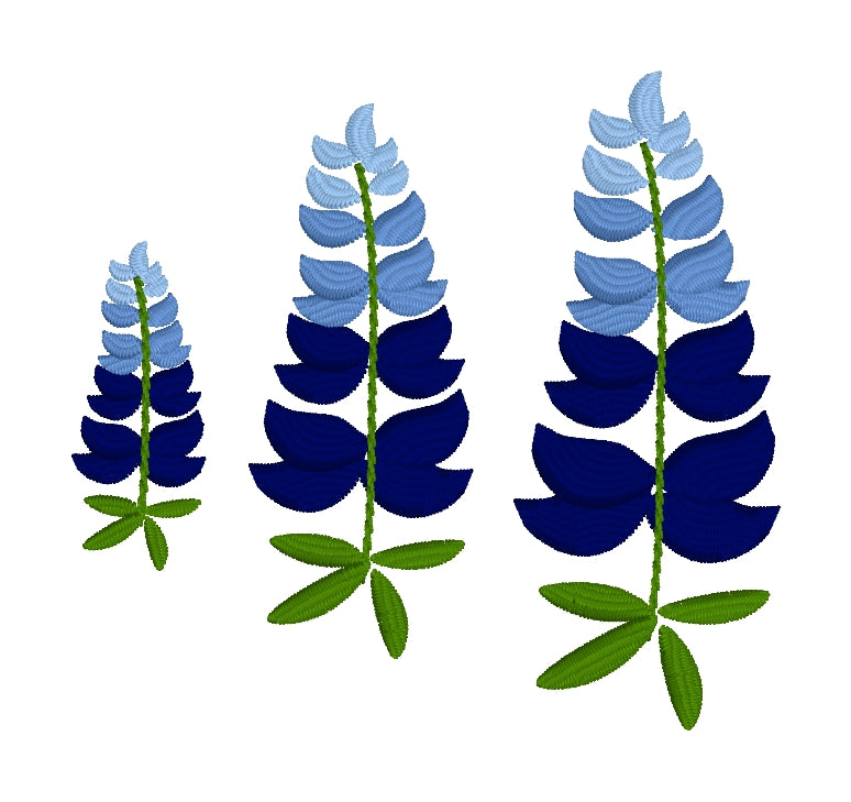 Bluebonnet Embroidery Design Set Three Sizes, Trio and Singles ...