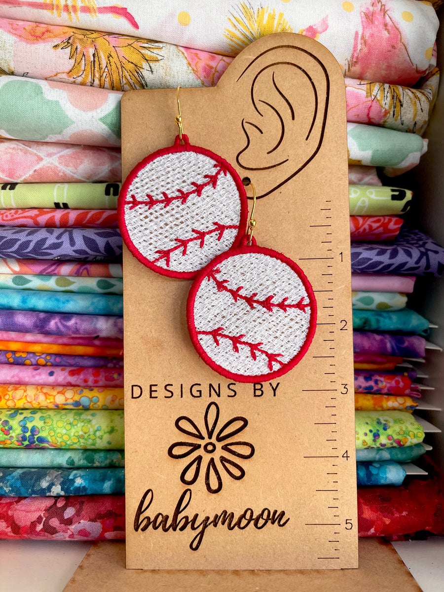 Oversized Baseball FSL Earrings - Freestanding Lace Earring Design - I ...