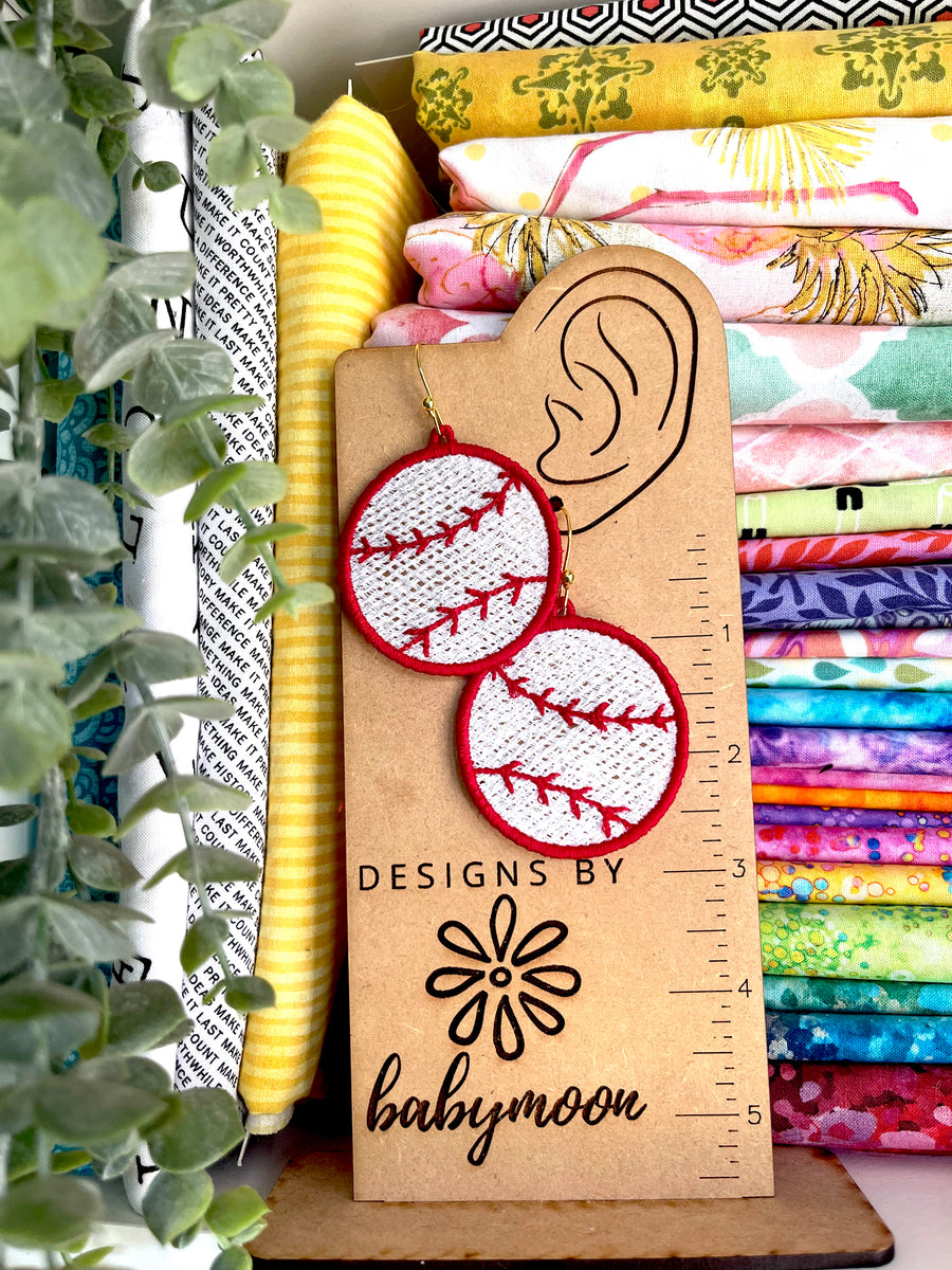 Oversized Baseball FSL Earrings - Freestanding Lace Earring Design - I ...