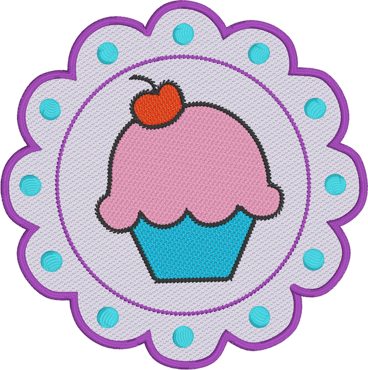 Frilly Framed Cupcake Embroidery Design – Designs By Babymoon