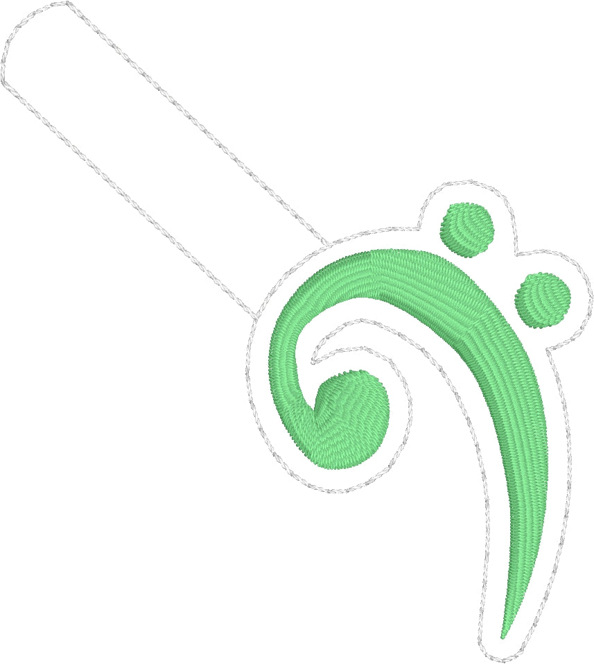 Bass Clef snap tab In The Hoop embroidery design – Designs By Babymoon