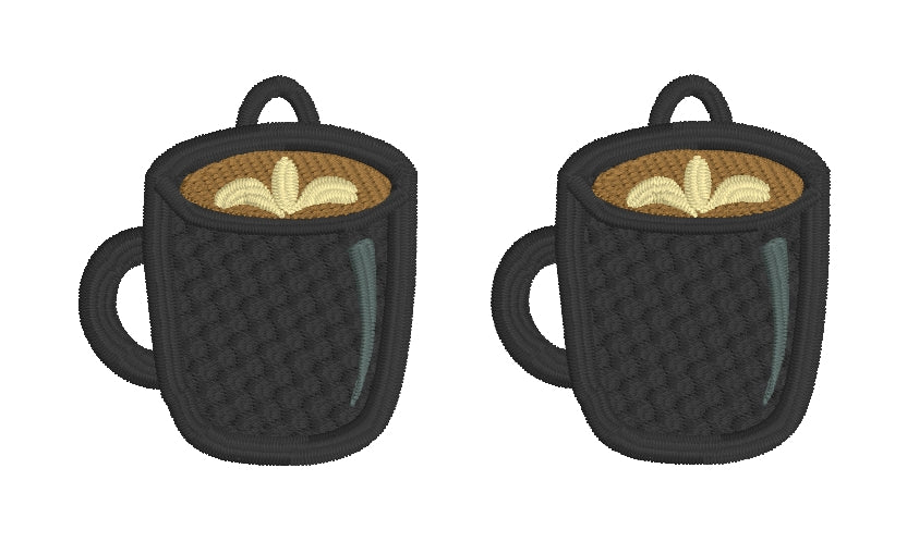 Coffee Mug FSL Earrings - Freestanding Lace Earring Design - In the Ho ...
