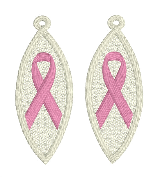 Awareness Ribbon Wedge FSL Earrings - In the Hoop Freestanding Lace Ea ...