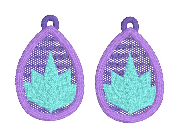 Crystal Shards Teardrop FSL Earrings - In the Hoop Freestanding Lace E ...