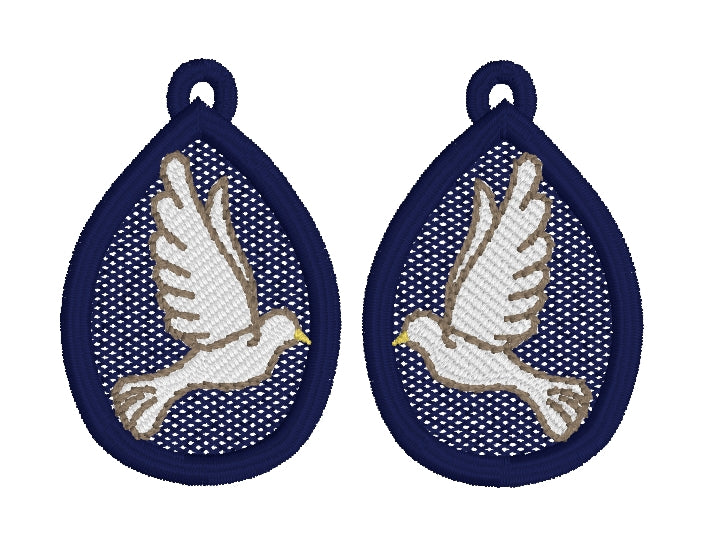 Peace Dove Teardrop FSL Earrings - In the Hoop Freestanding Lace Earri ...