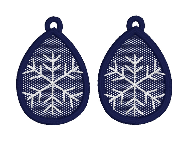 Snowflake Teardrop FSL Earrings - In the Hoop Freestanding Lace Earrin ...