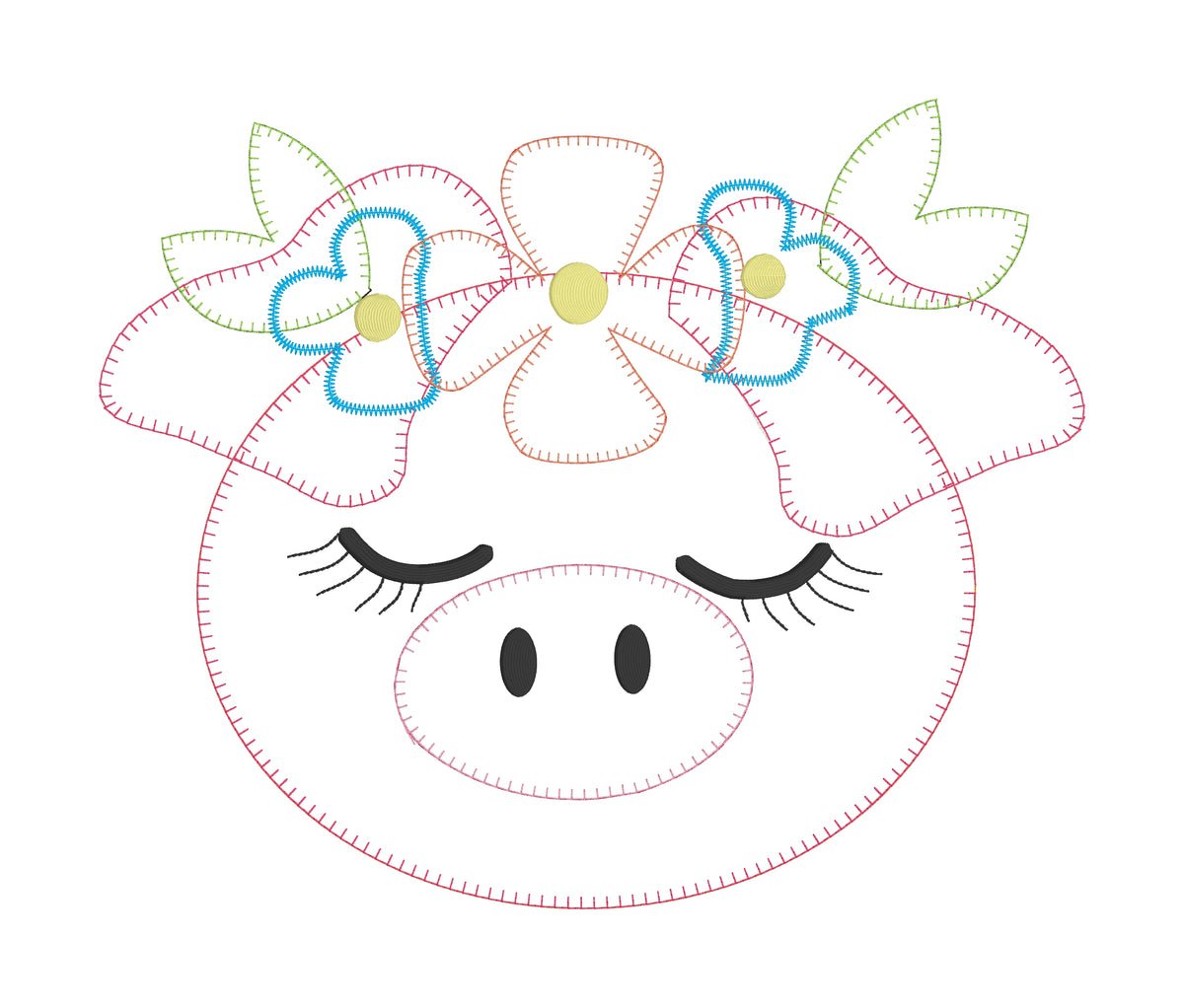 Piggy and Pretty Piggy (His and Hers) Raw Edge Applique Design - Four ...