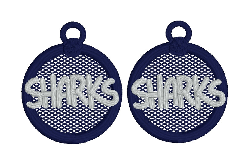 Sharks FSL Earrings - In the Hoop Freestanding Lace Earrings – Designs ...