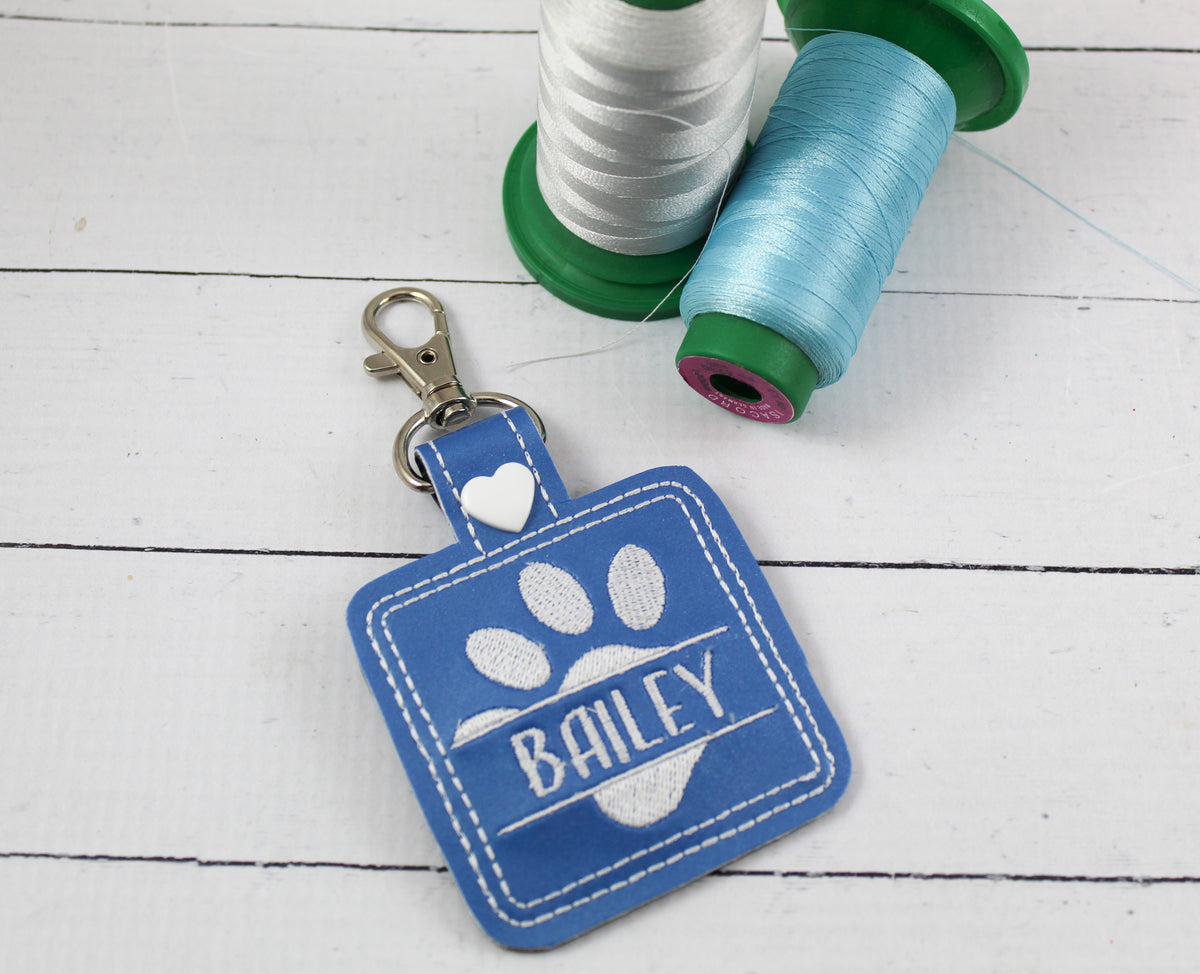 Split Pet Paw Print Personalized Bag Tag for 4x4 hoops – Designs By ...