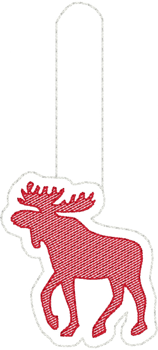 Moose snap tab embroidery design SKETCH and FILL Included – Designs By ...
