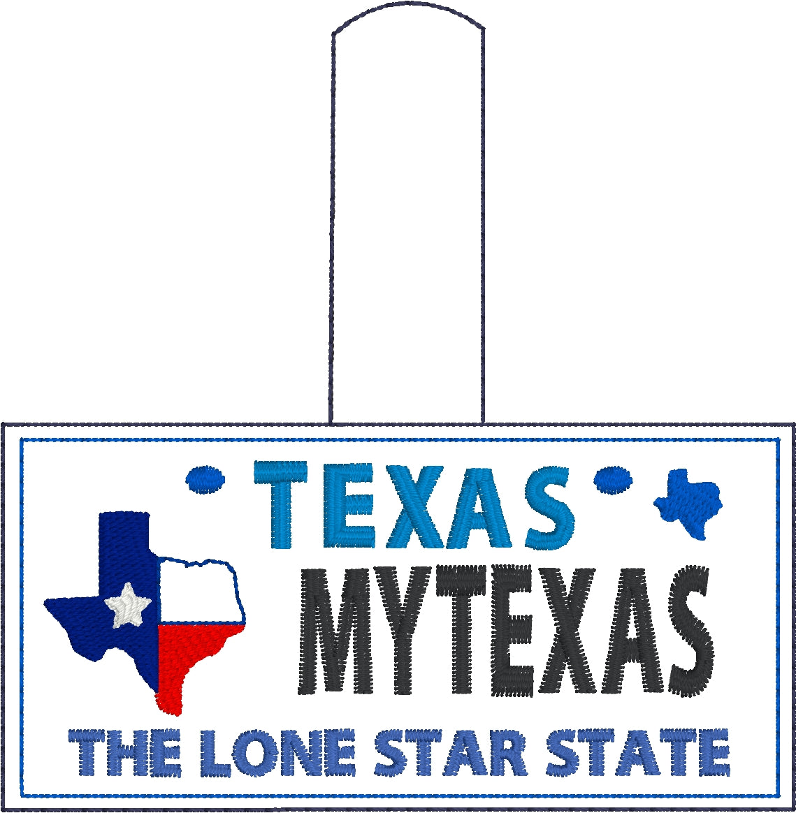 Texas Plate Embroidery Snap Tab – Designs By Babymoon