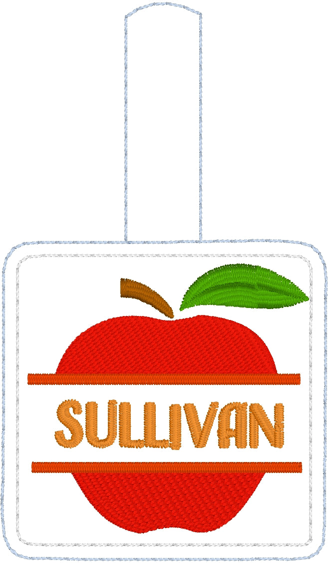 Apple snap tab Personalized Tag for 4x4 hoops – Designs By Babymoon