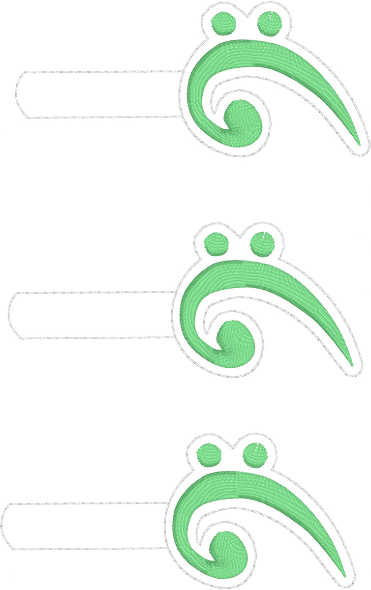 Bass Clef snap tab In The Hoop embroidery design – Designs By Babymoon
