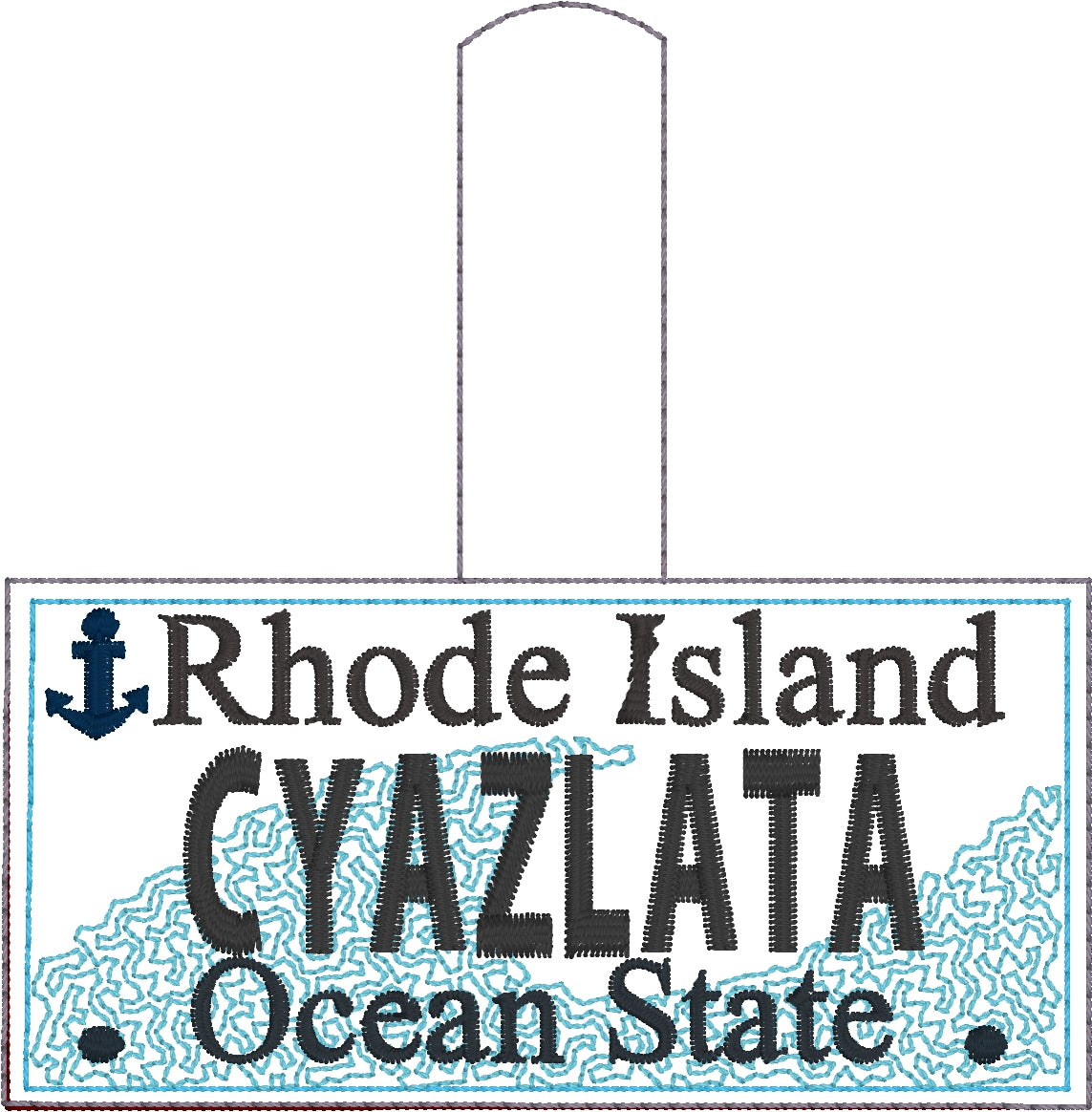 Rhode Island Plate Embroidery Snap Tab – Designs By Babymoon