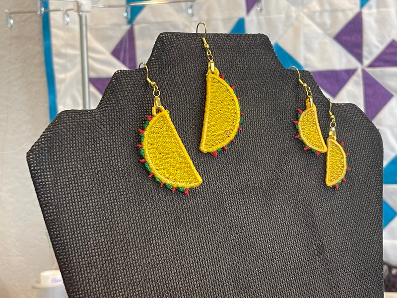Taco FSL Earrings TWO SIZES- In the Hoop Freestanding Lace Earrings De – Designs By Babymoon