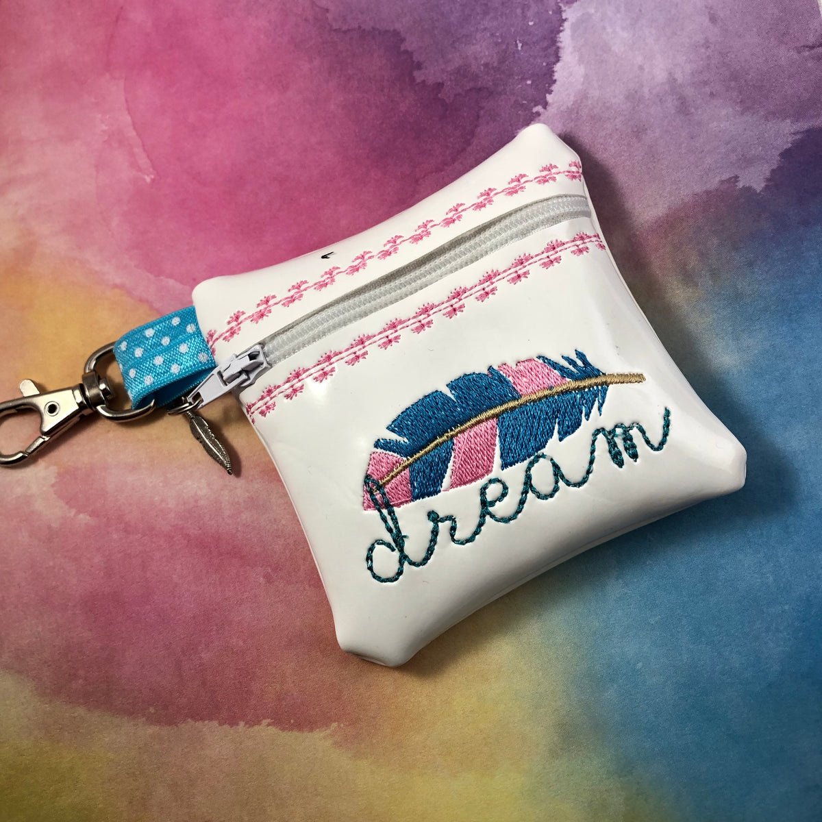 Dream Feather Zipper Pouch 4x4 – Designs By Babymoon