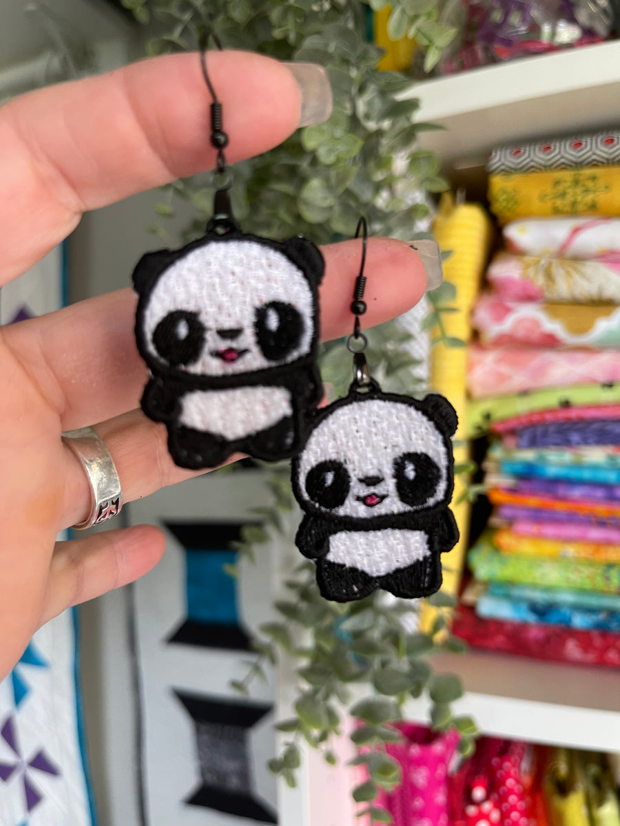 Panda FSL Earrings - In the Hoop Freestanding Lace Earrings Design for ...