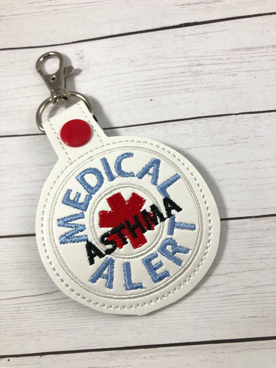 Medical Alert Asthma snap tab embroidery design – Designs By Babymoon