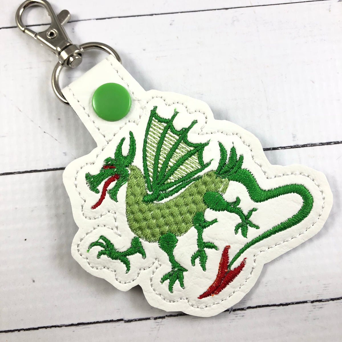 Dragon snap tab In the Hoop embroidery design – Designs By Babymoon