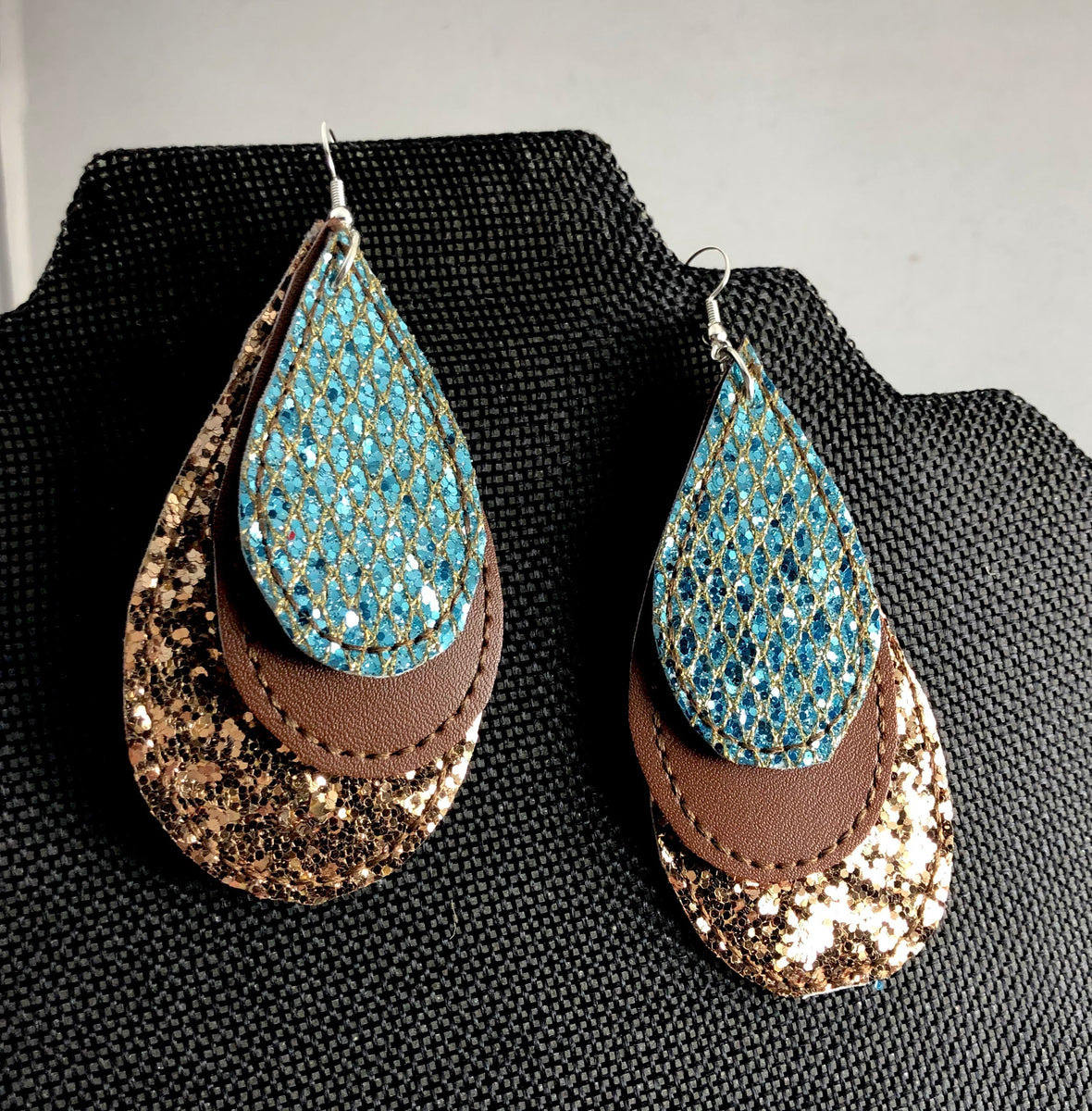 Extra Large Three Layer Teardrop Earrings and Pendant embroidery desig ...