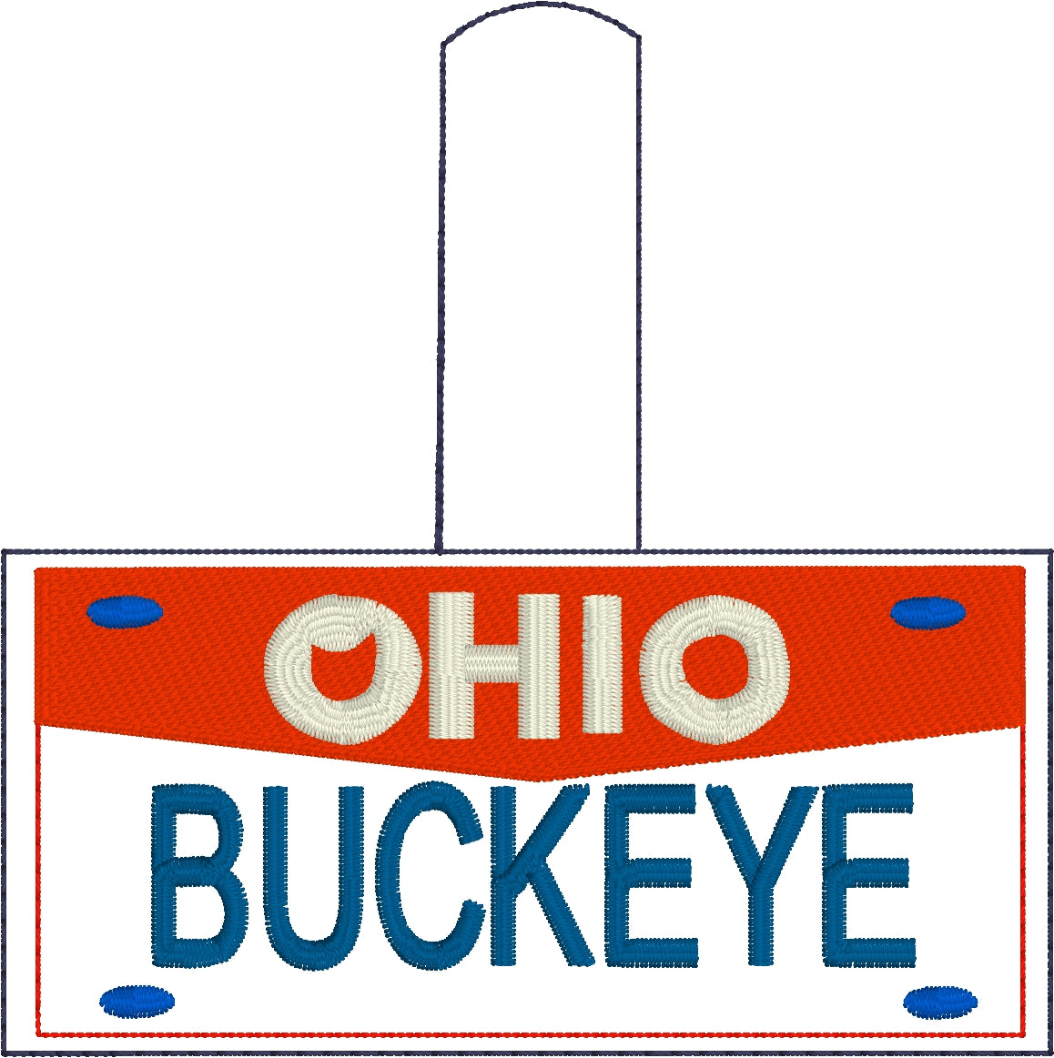 Ohio Plate Embroidery Snap Tab – Designs By Babymoon